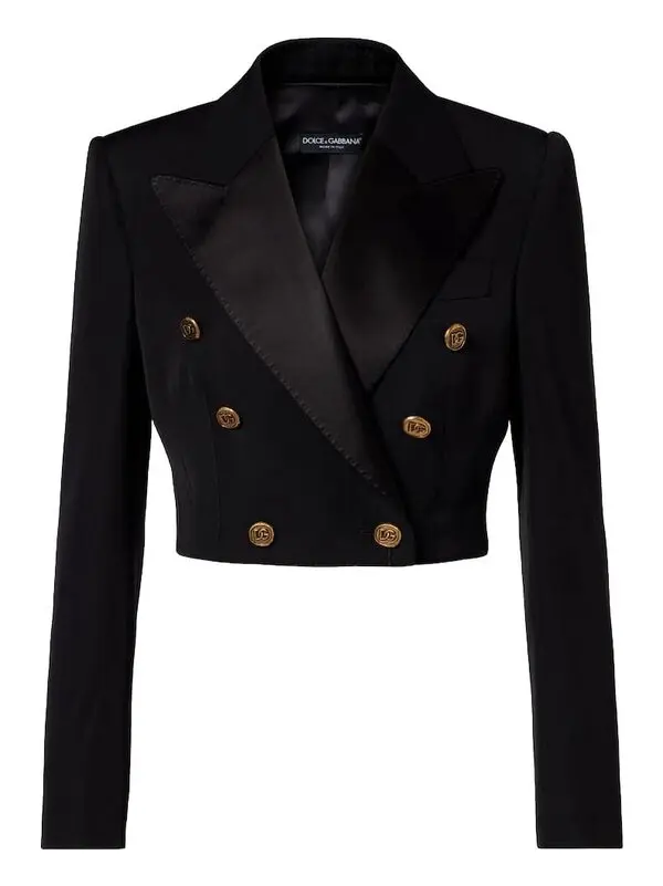 Dolce & Gabbana Cropped Wool And Silk-blend Jacket - Black