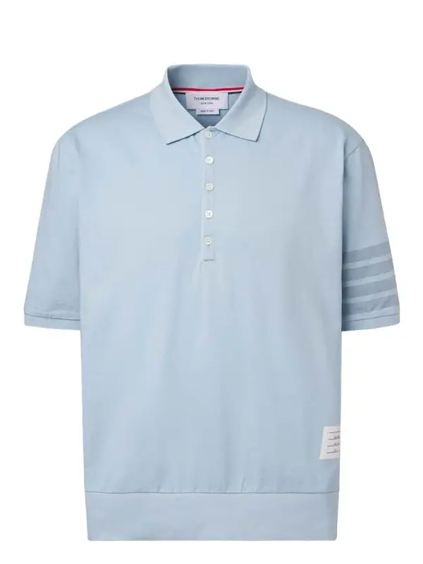 Thom Browne 4-bar Cotton Jersey Polo Shirt - Blue