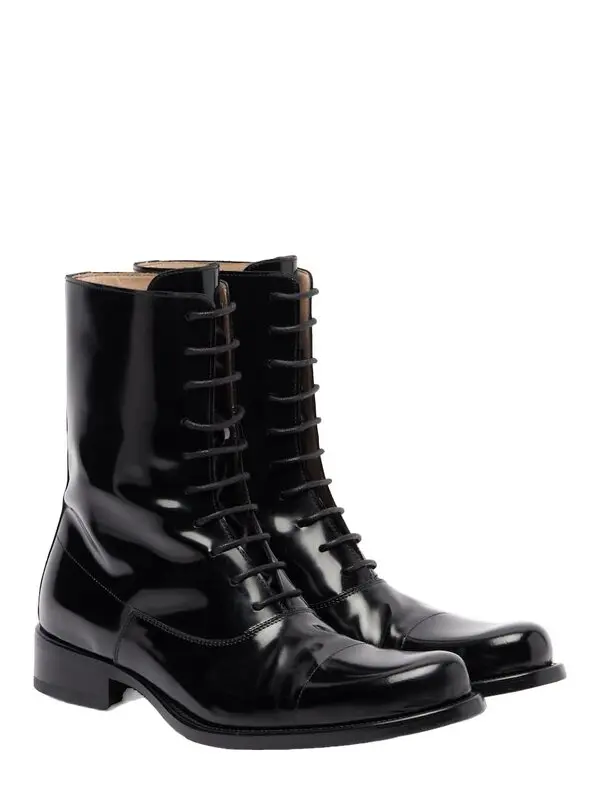 THE ROW Kai Leather Lace-up Boots - Black