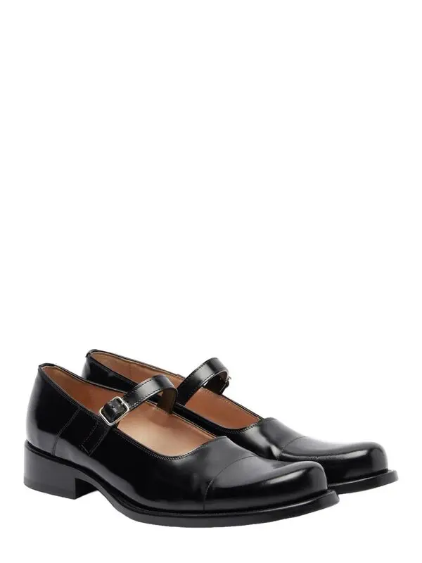 THE ROW Kai Leather Mary Jane Flats - Black