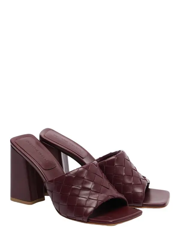 Bottega Veneta Parco Intrecciato Leather Mules - Burgundy