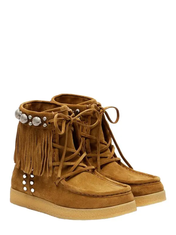 Valentino Garavani Nellcôte Studded Suede Ankle Boots - Beige