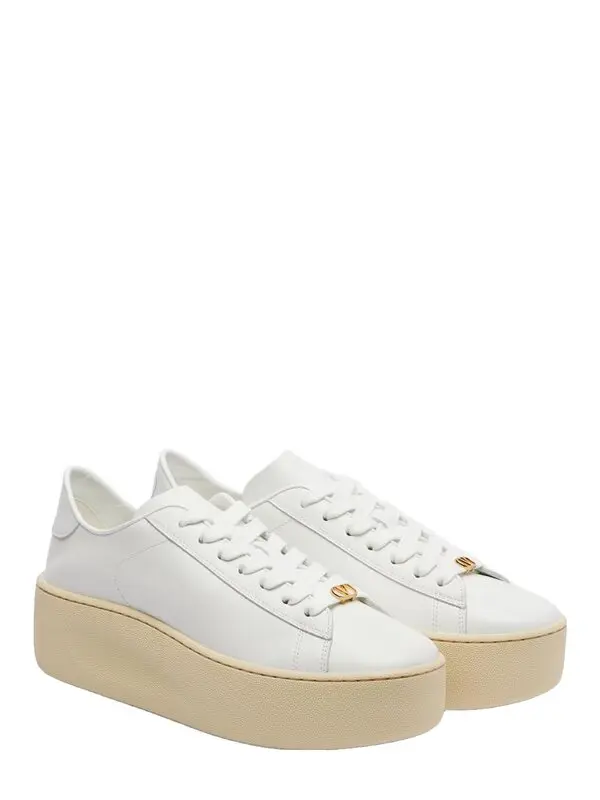 Valentino Garavani Royco 55 Leather Platform Sneakers - White
