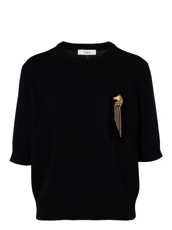 Chloé Embellished Wool And Cashmere Sweater - Black