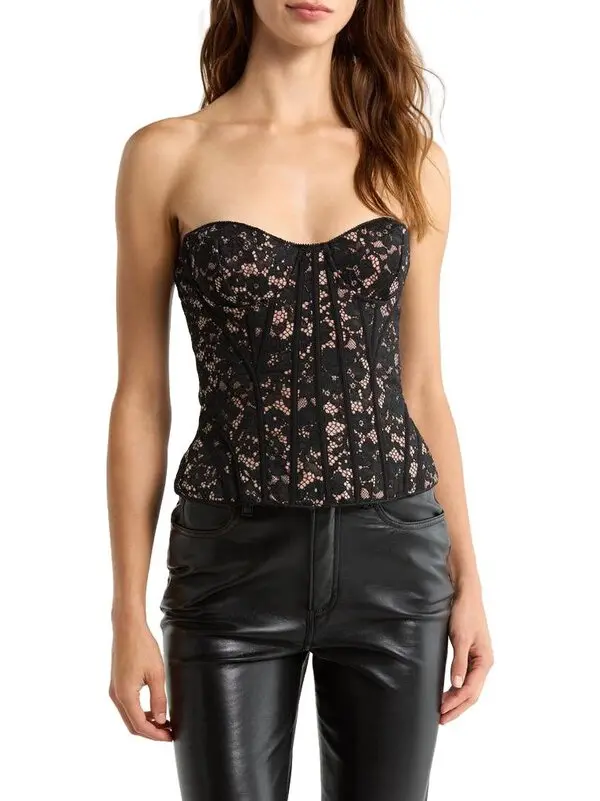 House Of Cb Solaine Lace Corset Top - Black