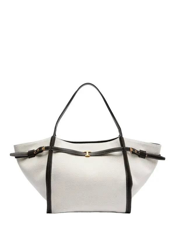 TOD'S Tim Medium Canvas Tote Bag - White