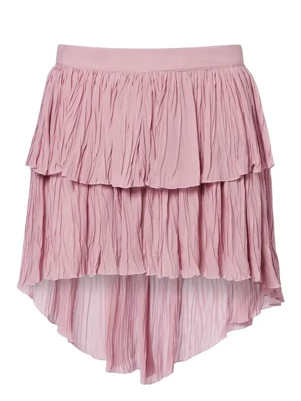Blumarine Plissé Tiered Georgette Miniskirt - Pink