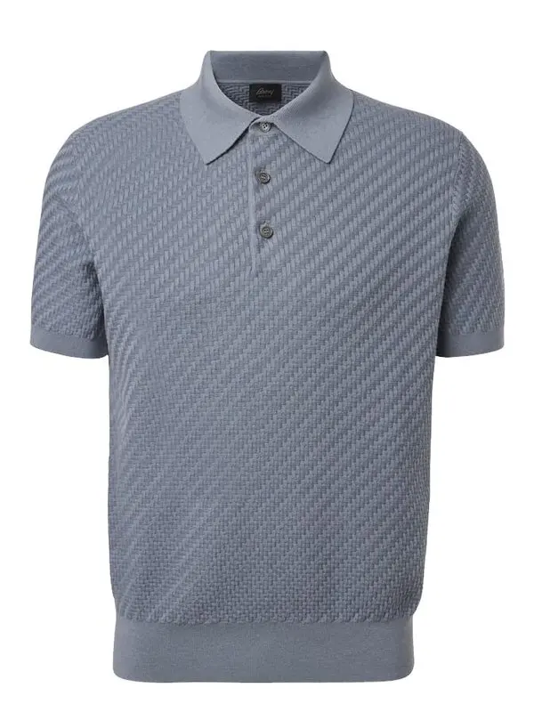 Brioni Cotton, Silk, And Cashmere Polo Shirt - Blue