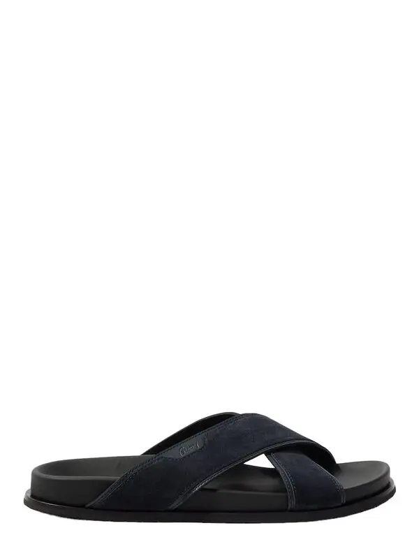 Brioni Leather-trimmed Suede Sandals - Blue