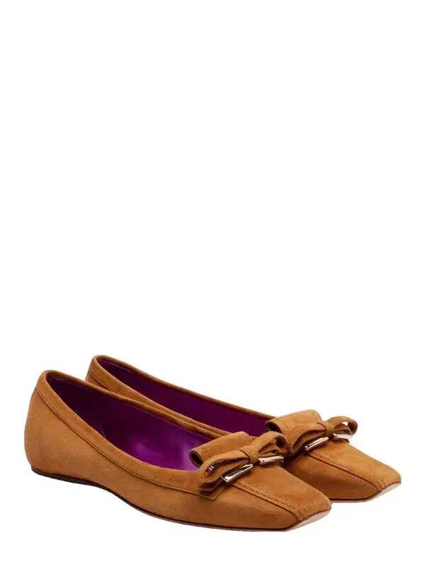 ROGER VIVIER Trompette Suede Ballet Flats - Brown