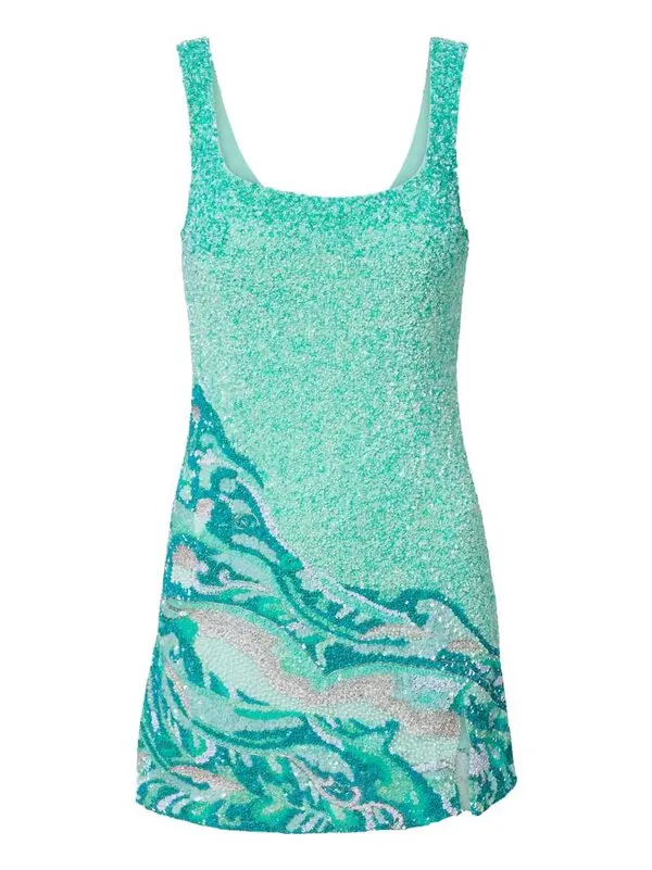 LA FUORI Là Fuori Sea Embroidered Mini Dress - Green