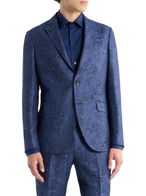 Etro Roma Paisley Linen & Cotton Sport Coat - Blue