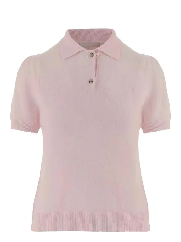 ALLUDE Button Short-sleeves Polo Shirt - Pink
