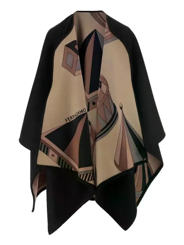 FERRAGAMO Reversible Geometric Cape - Black