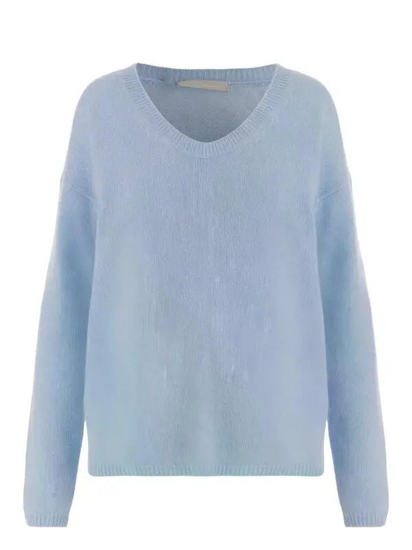 ALLUDE V-neck Ribbed Sweater - Blue