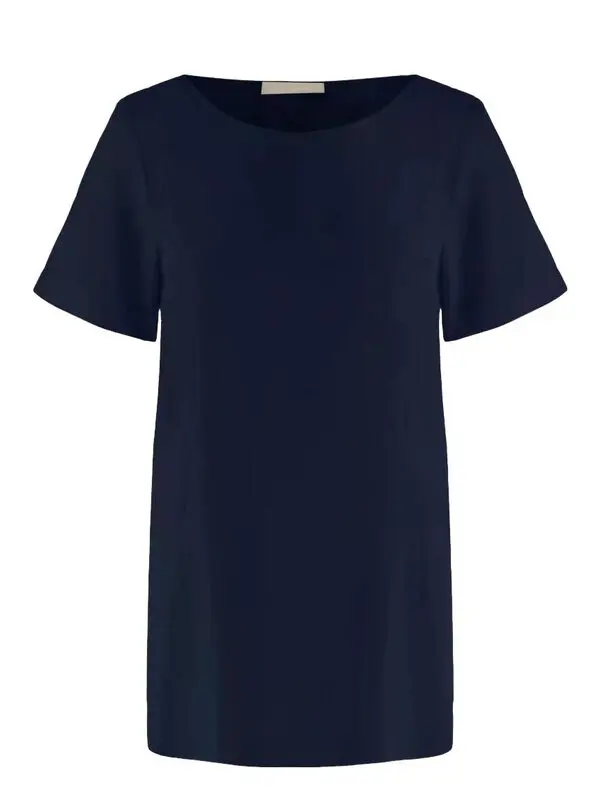 ALLUDE Short-sleeved Curved-hem T-shirt - Blue