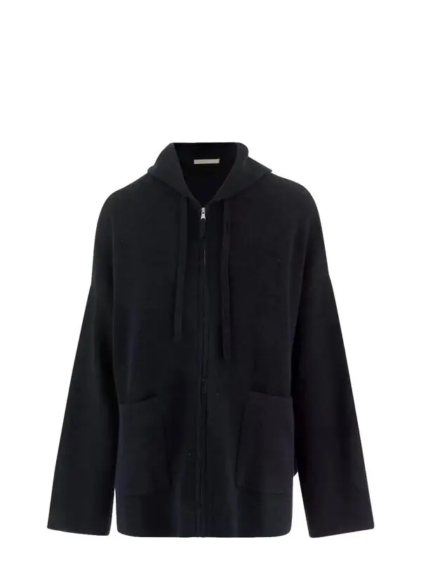 ALLUDE Hooded Zip-up Sweatshirt - Black