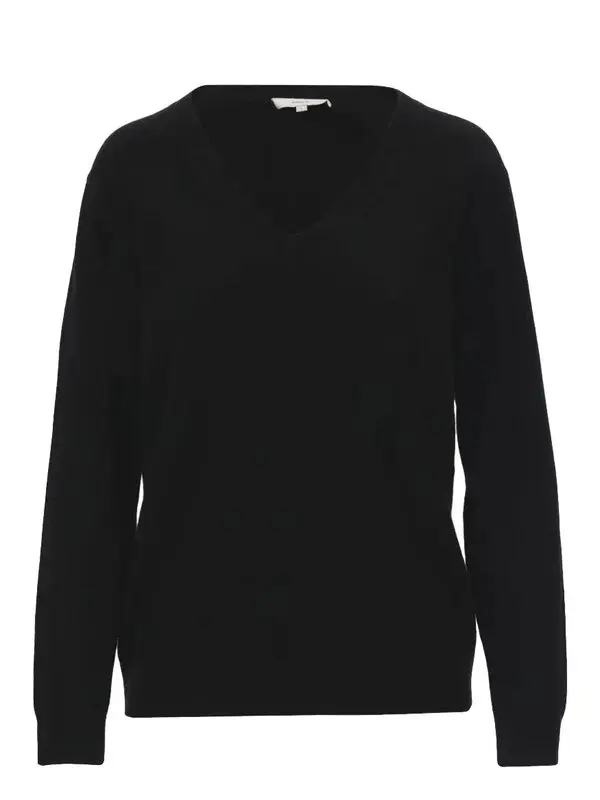 Vince V-neck Ribbed Cashmere Sweater - Black