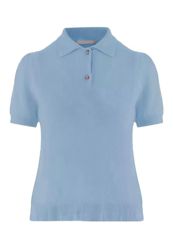 ALLUDE Button Short-sleeves Polo Shirt - Blue