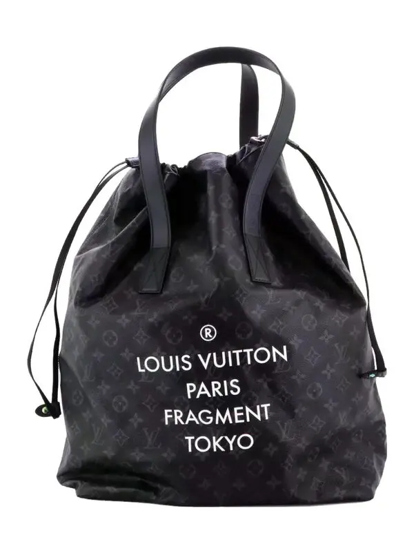 LOUIS VUITTON Cabas Light Drawstring Bag Flash Fragment Monogram Eclipse Canvas - Black