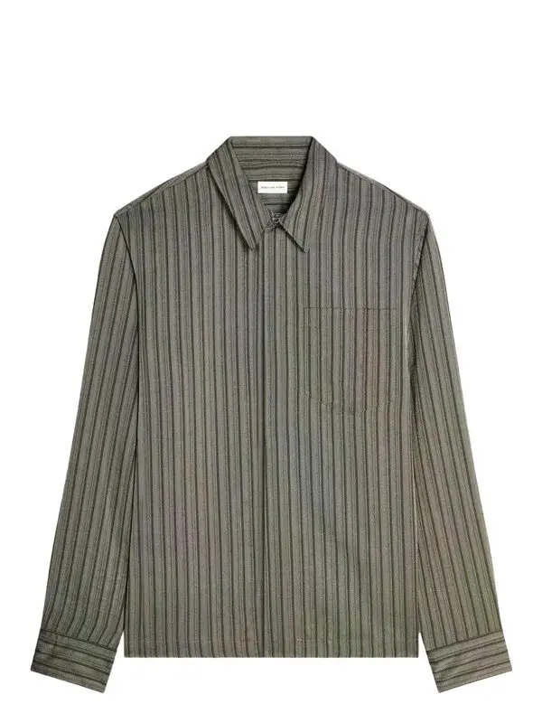 Dries Van Noten Striped Zip Shirt - Grey