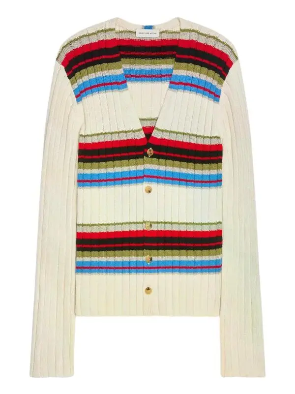 Dries Van Noten Striped V-neck Cardigan - Neutrals