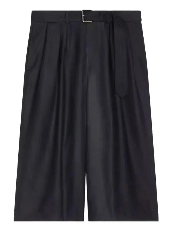 Dries Van Noten Belted Light Wool Shorts - Blue