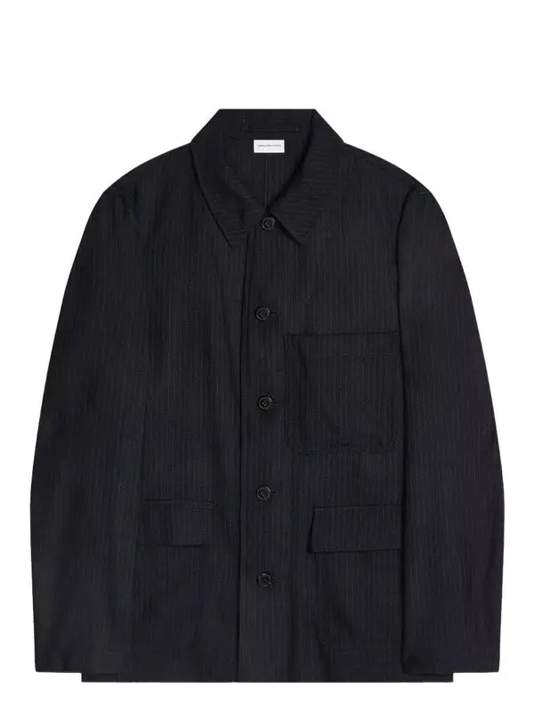 Dries Van Noten Pinstripe Workwear Overshirt - Blue