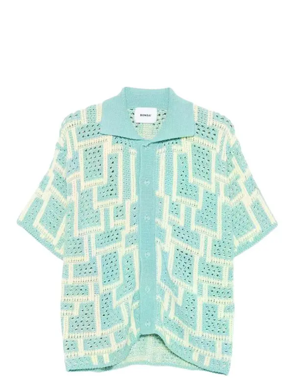 BONSAI Geometric Oversized Shirt - Blue