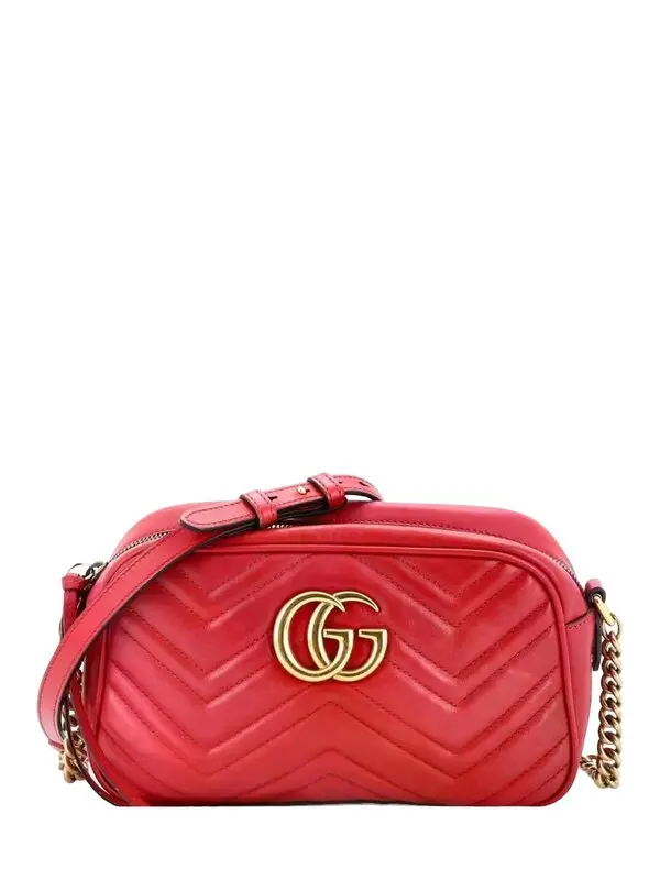 Gucci Gg Marmont Matelassé Leather Small Shoulder Bag - Red