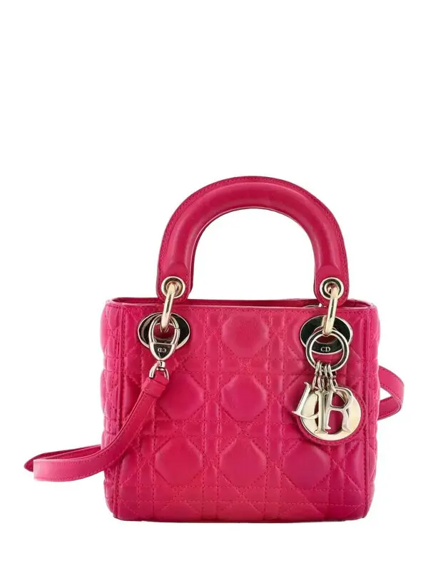 Dior Lady Bag Cannage Quilt Lambskin Mini Satchel - Pink