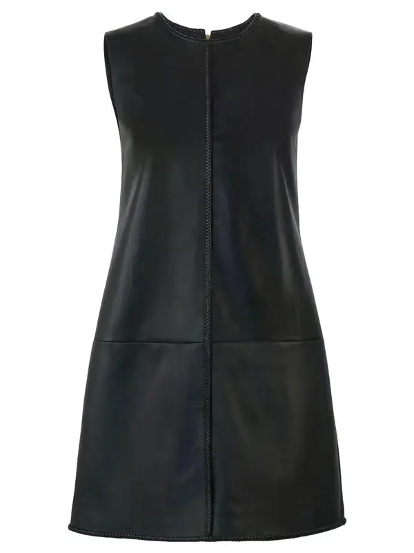 Carolina Herrera Sleeveless Leather Mini Dress - Black