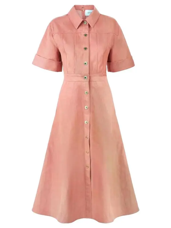 Carolina Herrera Denim Button-front Midi Dress - Pink
