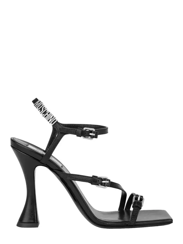 Moschino Logo-lettering Flared Heel Sandals - Black