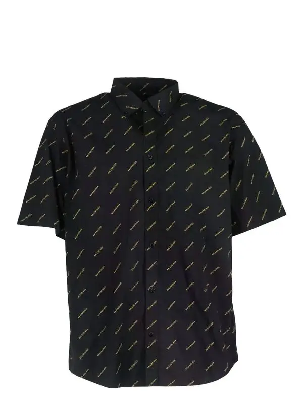 Balenciaga Logo-print Short-sleeve Shirt - Black