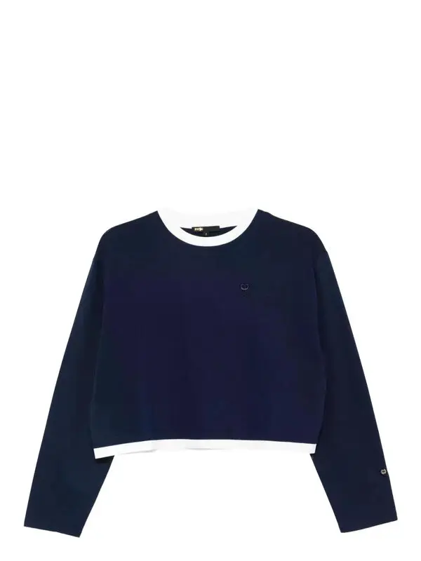 Maje Logo-embroidered Long-sleeve Top - Blue