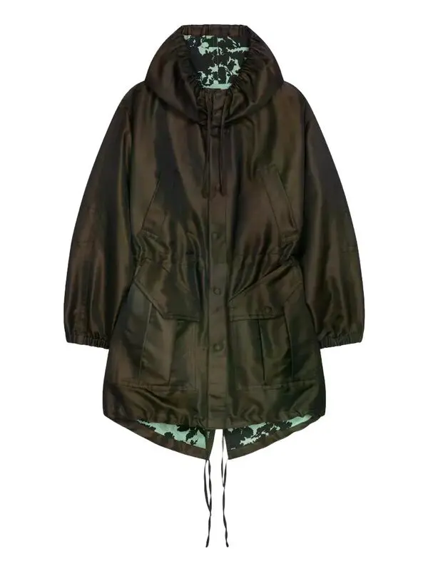 Dries Van Noten Changeant Hooded Parka - Brown