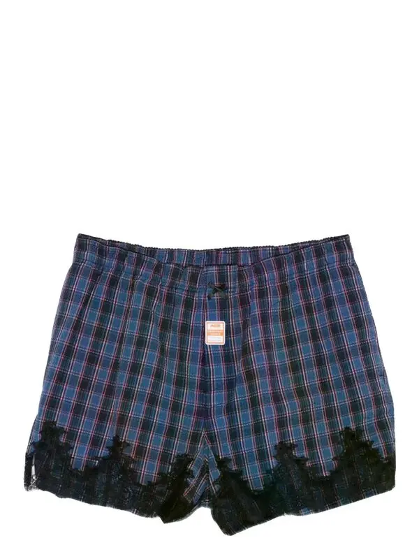 Martine Rose Checked Lace Shorts - Blue