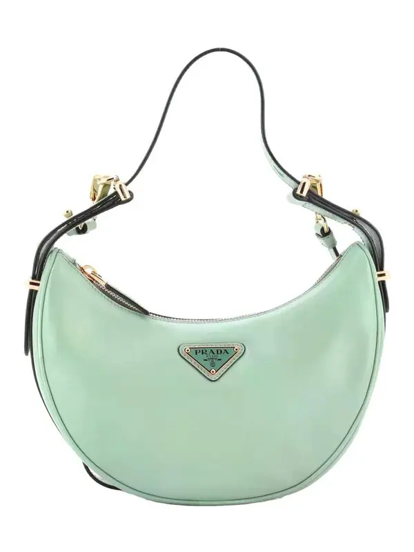 Prada Arque Half Moon Leather Small Hobo Bag - Green