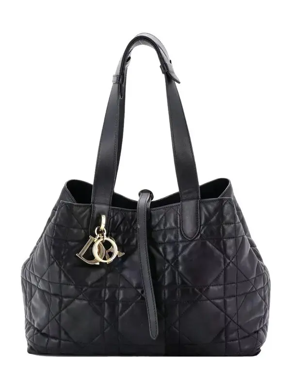 Dior Toujours Macrocannage Quilt Calfskin Tote Bag - Black