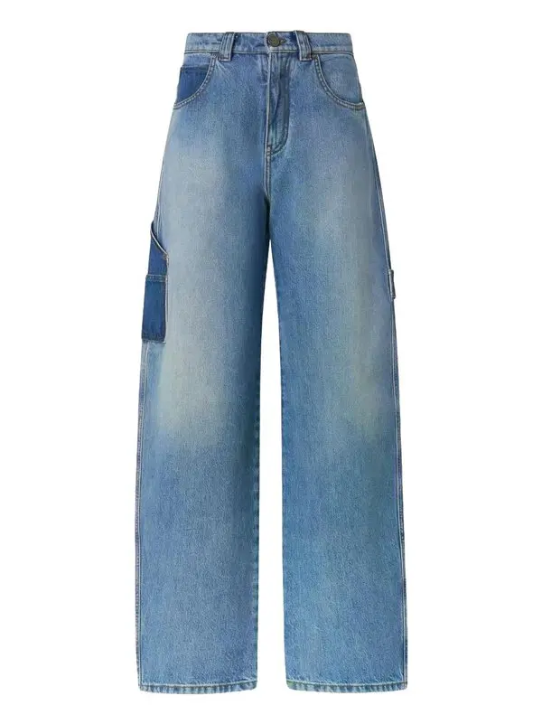 Pinko Patchwork Wide Leg Jeans - Blue