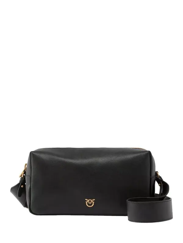 Pinko Logo Leather Crossbody Bag - Black