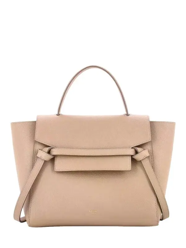 Celine Textured Leather Micro Belt Bag Satchel - Neutrals