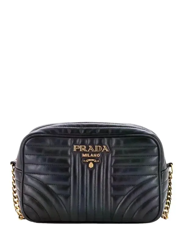 Prada Diagramme Quilted Leather Camera Bag - Black