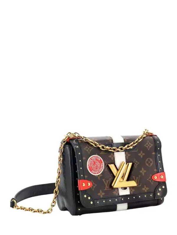 LOUIS VUITTON Twist Handbag Studded Epi Leather And Monogram Canvas Mm Crossbody Bag - Brown