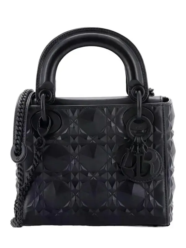 Dior Lady Diamond Motif Cannage Calfskin Mini Shoulder Bag - Black