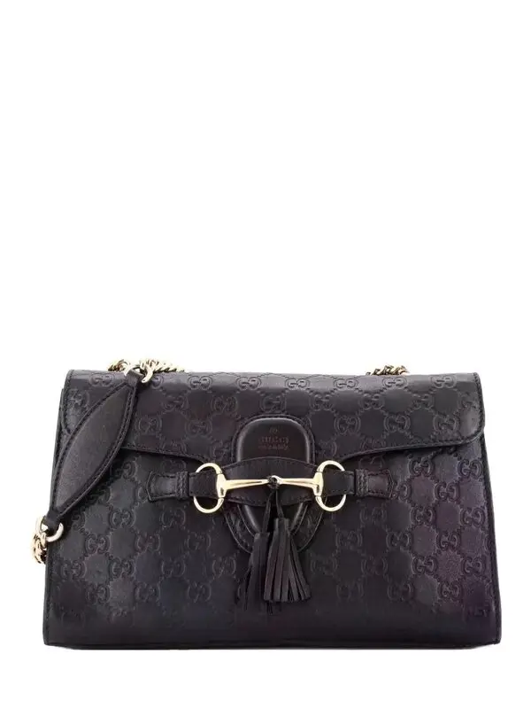 Gucci Emily Chain Flap Bag Sima Leather - Black