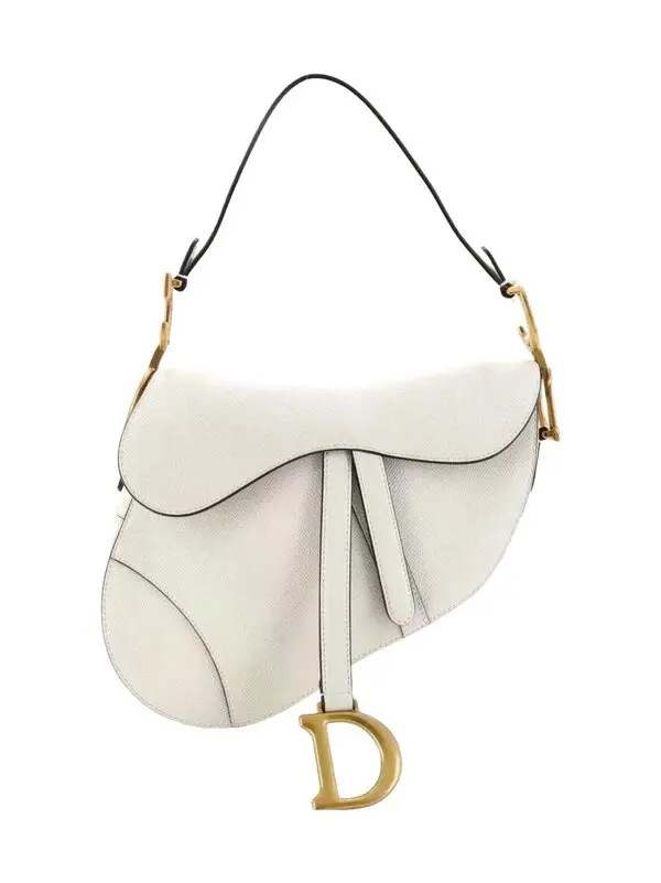 Dior Saddle Handbag Leather Shoulder Bag - White