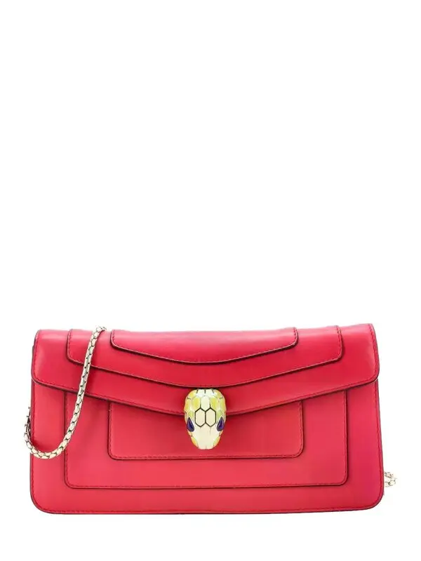 BVLGARI Serpenti Forever Chain Clutch Leather Shoulder Bag - Pink