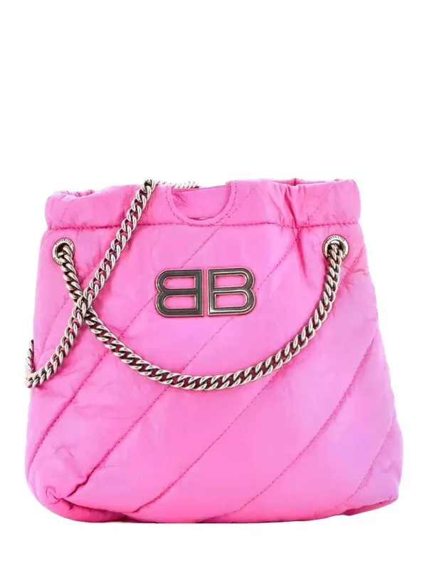 Balenciaga Crush Chain Quilted Crushed Calfskin Xs Tote Bag - Pink